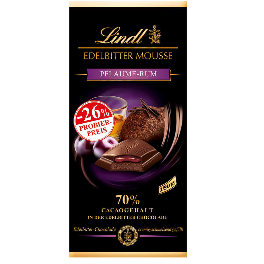 Lindt Lindt Edelbitter Mousse Tafel "Pflaume-Rum", 150g ...