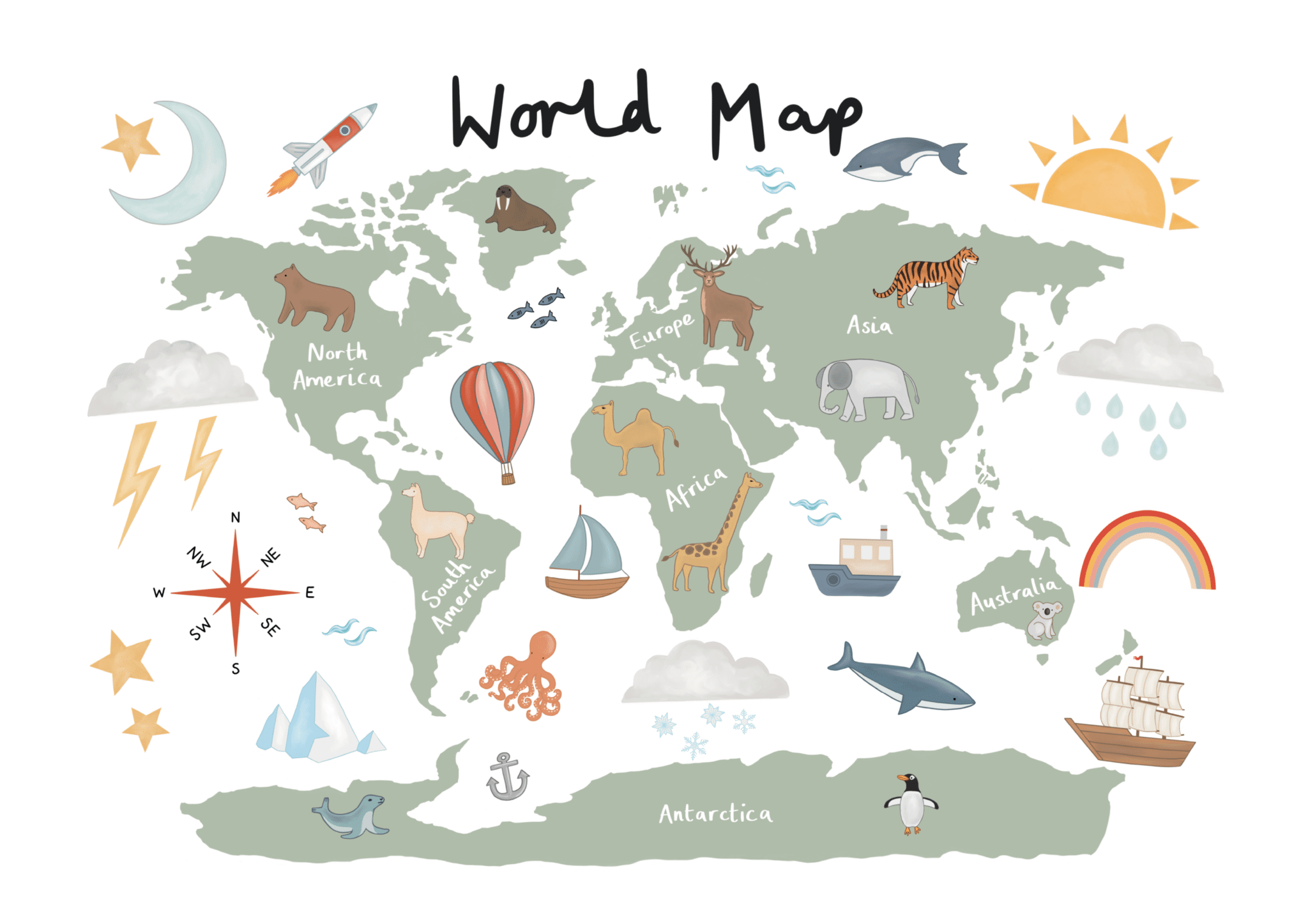 World Map Poster For Kids