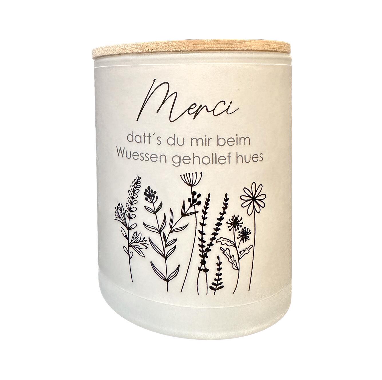 Käerzefabrik Peters Windlicht "Merci datt´s du mir beim | Letzshop